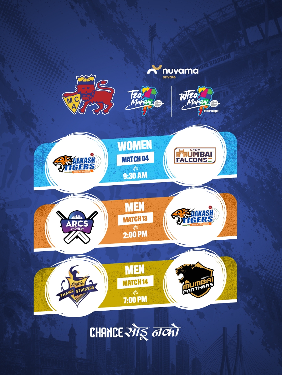 Book tickets to Nuvama Private T20 Mumbai League 2026: Aakash Tigers ...